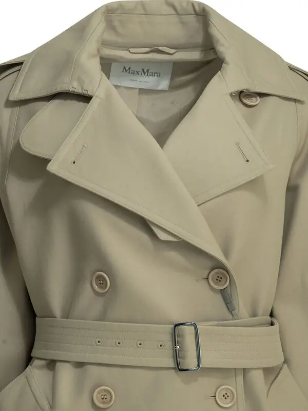 Max Mara Double-breasted Cotton Belted Cape Jacket - Beige