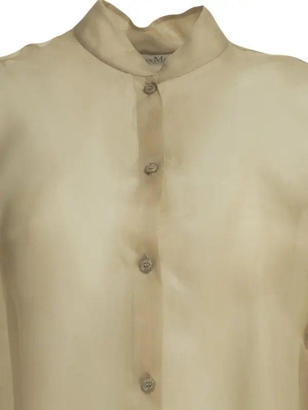 Max Mara Silk Organza Blouse With Ruffled Sleeves