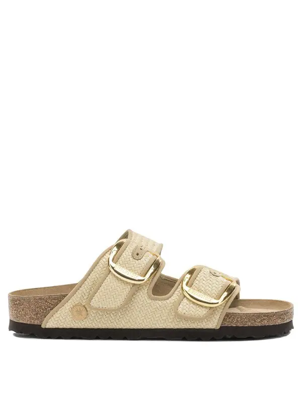 BIRKENSTOCK Arizona Big Buckle Raffia Sandals - Beige