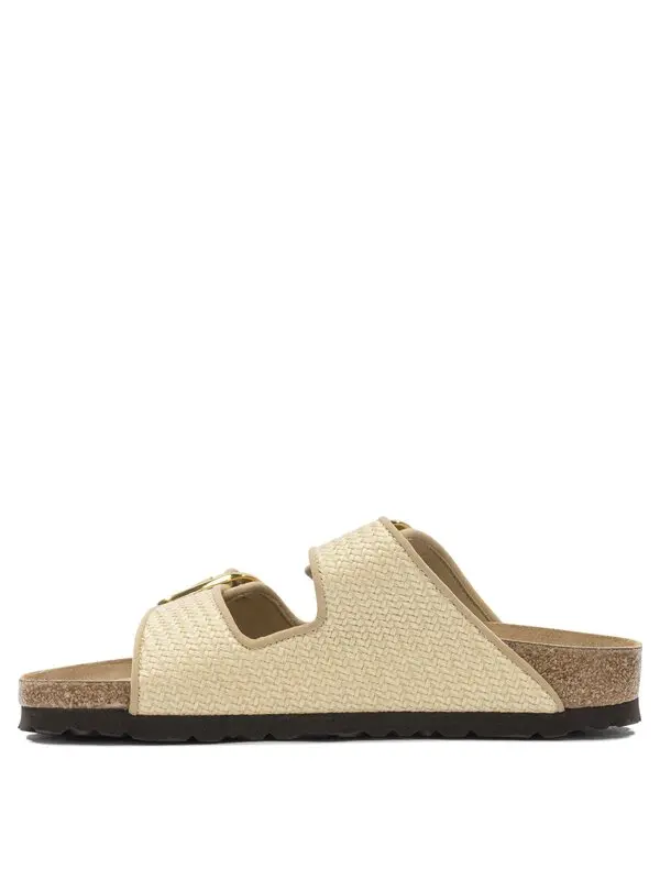 BIRKENSTOCK Arizona Big Buckle Raffia Sandals - Beige