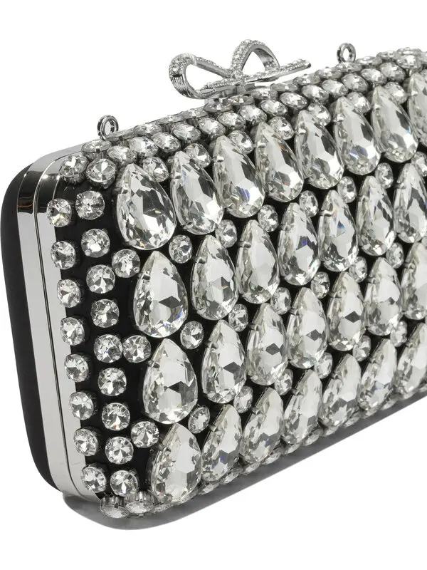 SELF-PORTRAIT Crystal Embellished Satin Clutch