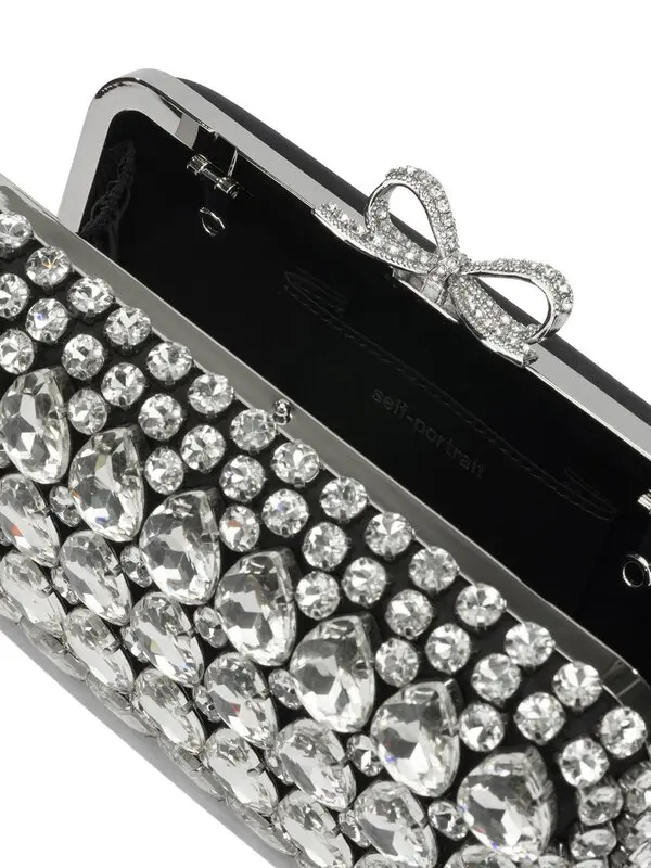SELF-PORTRAIT Crystal Embellished Satin Clutch