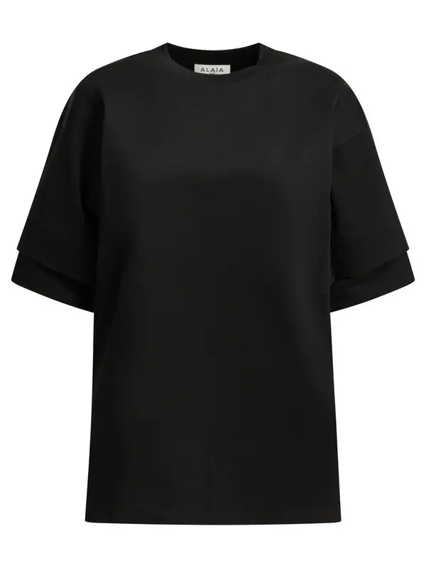 Alaïa Crewneck T-shirt With Double Short Sleeves