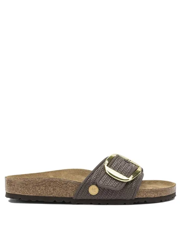 BIRKENSTOCK Madrid Big Buckle Raffia Slides - Brown