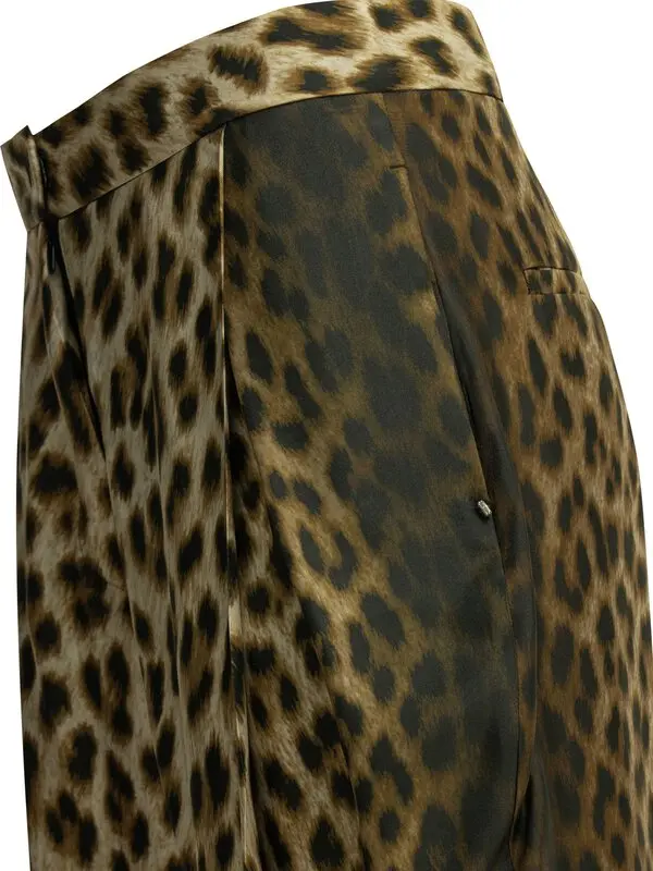 Max Mara Animal Print Silk Twill Wide-leg Trousers - Brown