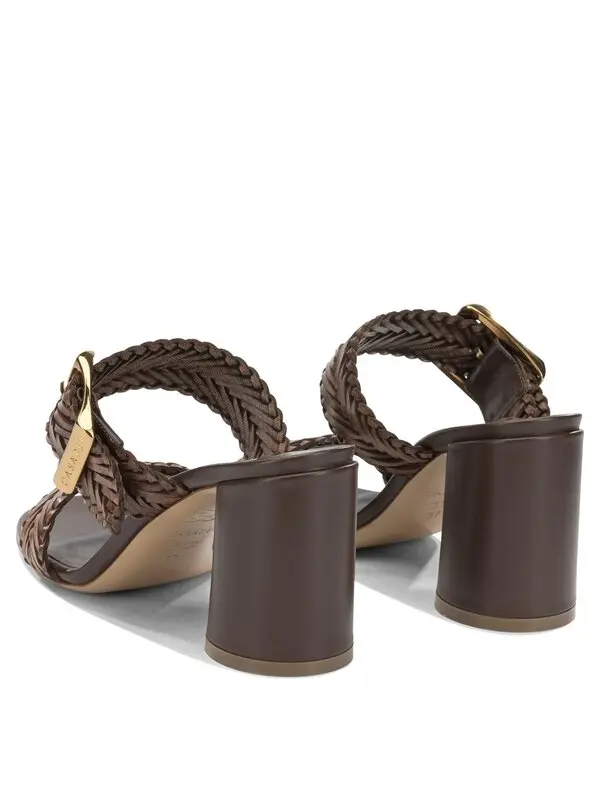 Casadei Braided Leather Block Heel Sandals