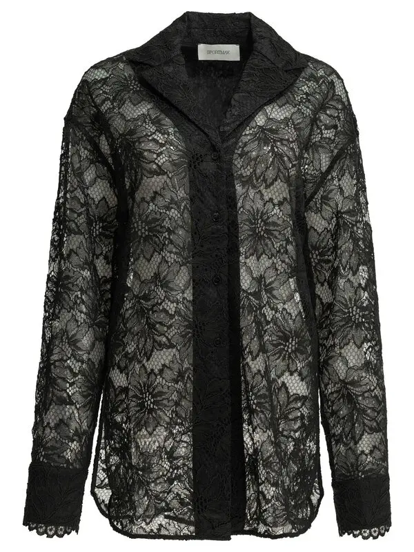 Max Mara Sportmax Floral Rebrodé Lace Oversized Shirt