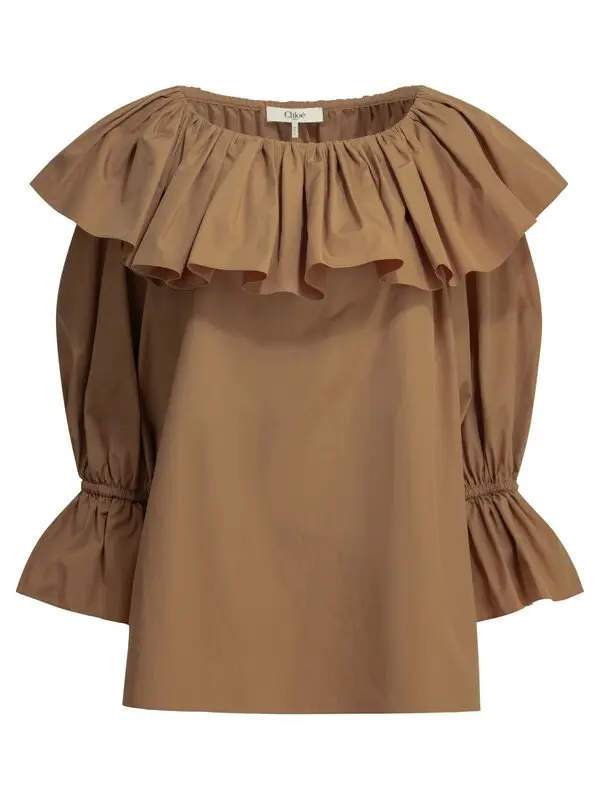 Chloé Ruffled Cotton Poplin Blouse