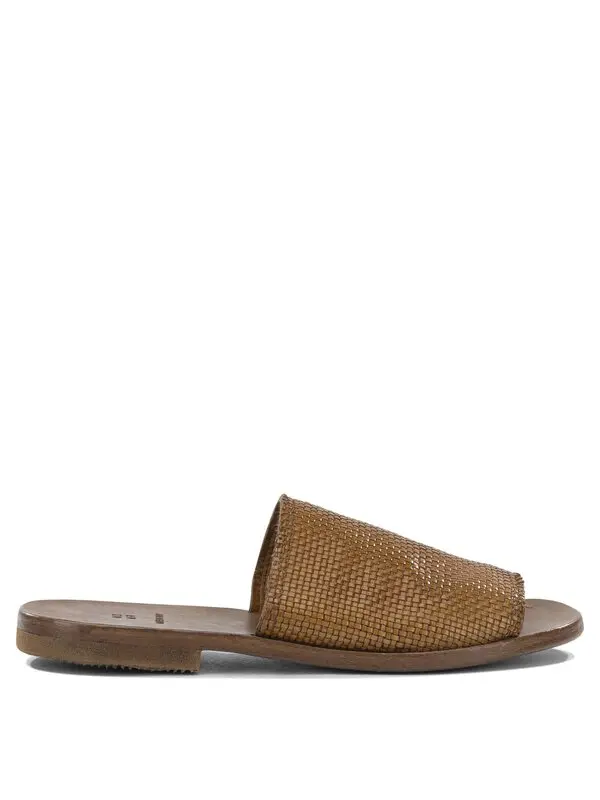 Moma Woven Nappa Leather Slides - Brown
