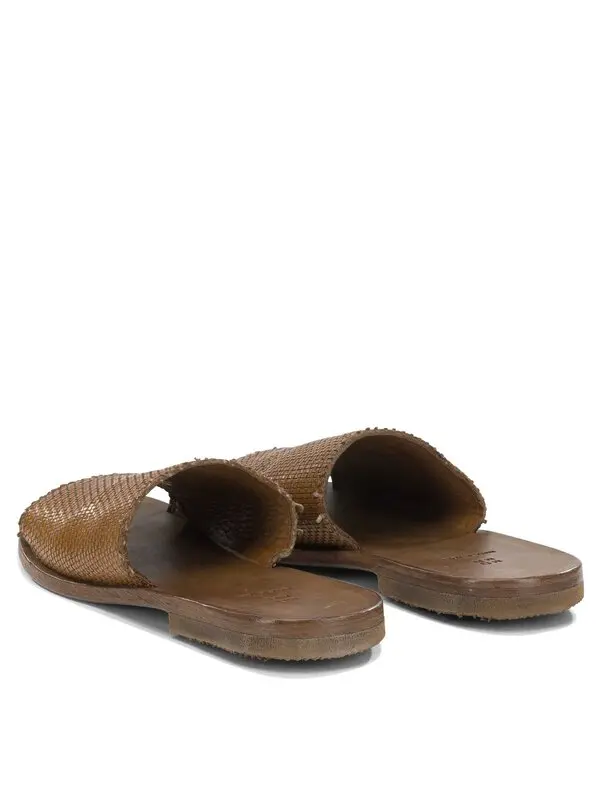 Moma Woven Nappa Leather Slides - Brown