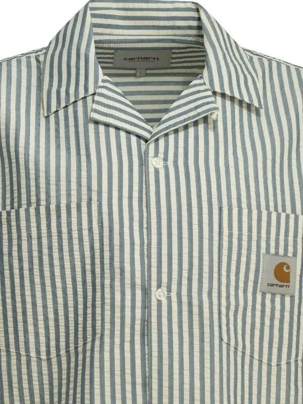 Carhartt Work In Progress Leavel" Striped Seersucker Casual Shirt