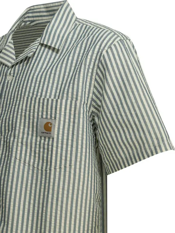 Carhartt Work In Progress Leavel" Striped Seersucker Casual Shirt