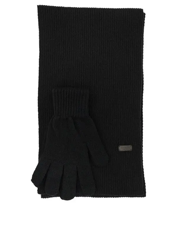 Barbour Wool Blend Scarf And Glove Set - Black