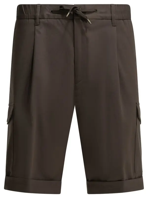 Herno Cotton Cargo Shorts With Drawstring Waist - Brown