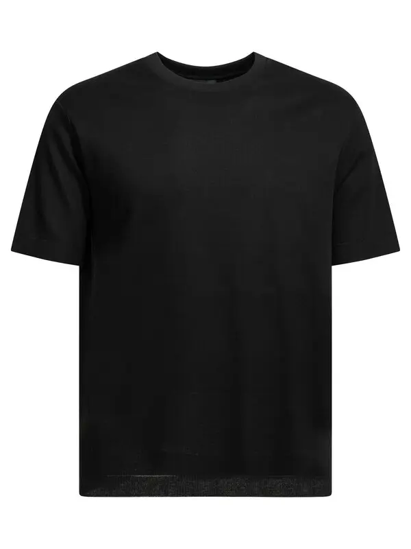 Herno E Polo" Cotton Pique Crew Neck T-shirt - Black