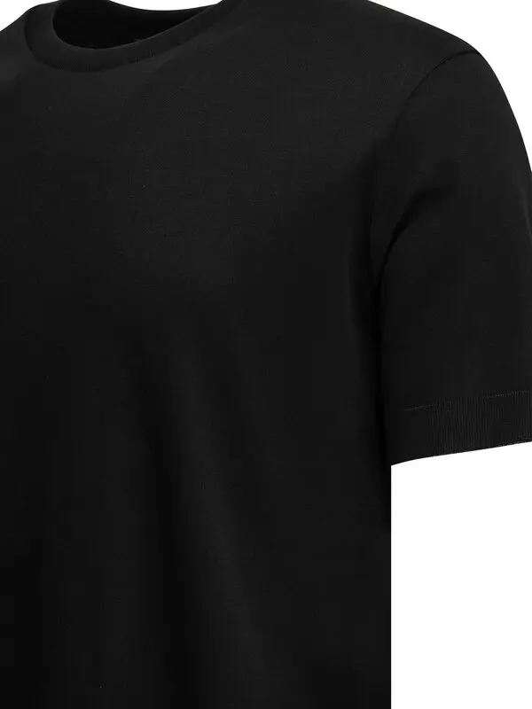 Herno E Polo" Cotton Pique Crew Neck T-shirt - Black