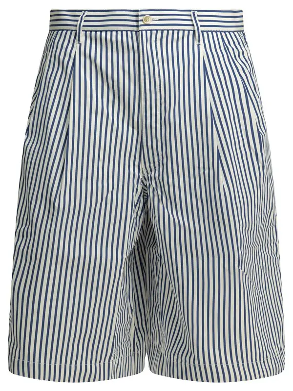 Comme Des Garçons Formal Striped Pleated Cotton Shorts - White
