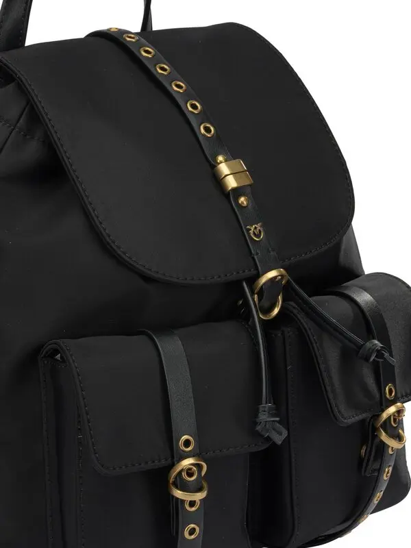 Pinko Backpack With Gold Tone Hardware - Black
