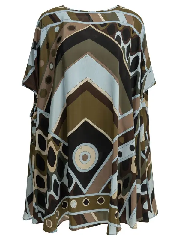 Emilio Pucci Vivara" Silk Crepe De Chine Kaftan Dress - Multicolor