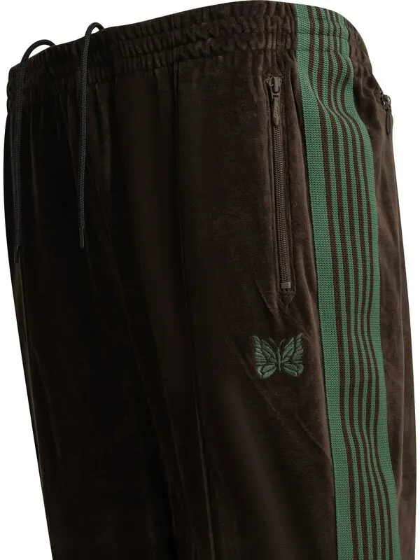 Needles Velour Track Pants With Embroidered Logo - Brown