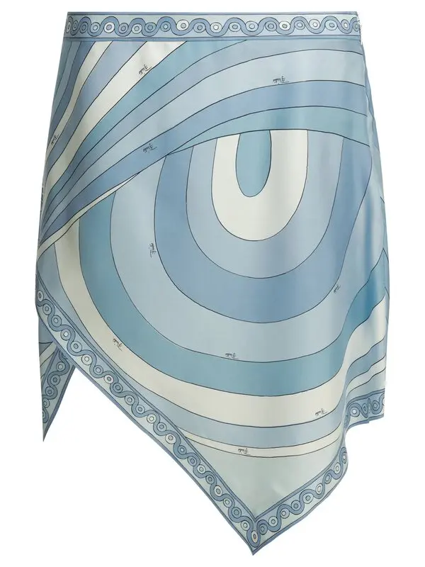 Emilio Pucci Iride' Asymmetrical Silk Twill Miniskirt - Light Blue