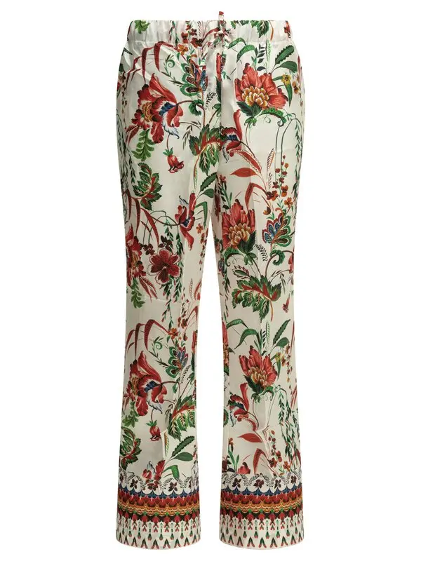 Samantha Sung Printed Silk Trousers - White
