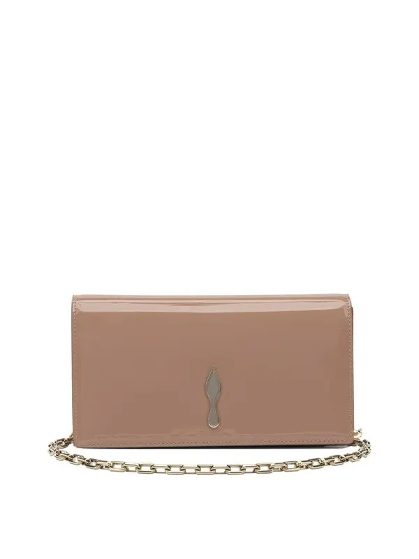 CHRISTIAN LOUBOUTIN Patent Leather Clutch With Chain Strap - Pink