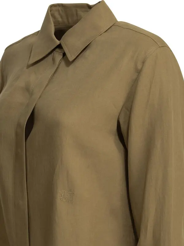 Max Mara Linen Shirt With Monogram Embroidery - Brown
