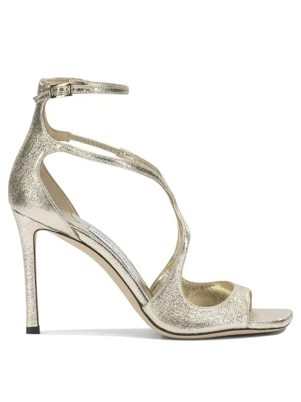 JIMMY CHOO Azia 95mm Metallic Strappy Heeled Sandals - Gold