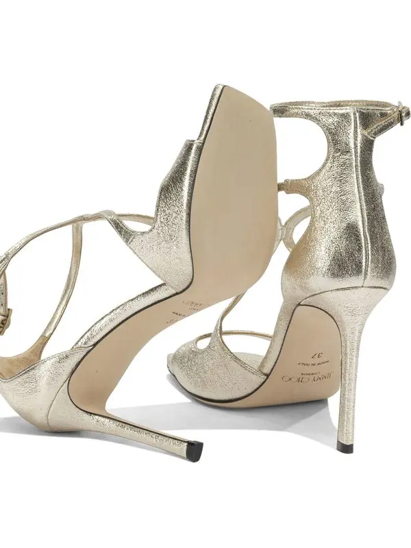 JIMMY CHOO Azia 95mm Metallic Strappy Heeled Sandals - Gold