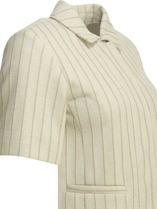 Max Mara Pinstripe Cotton Piqué Jersey Blazer - White