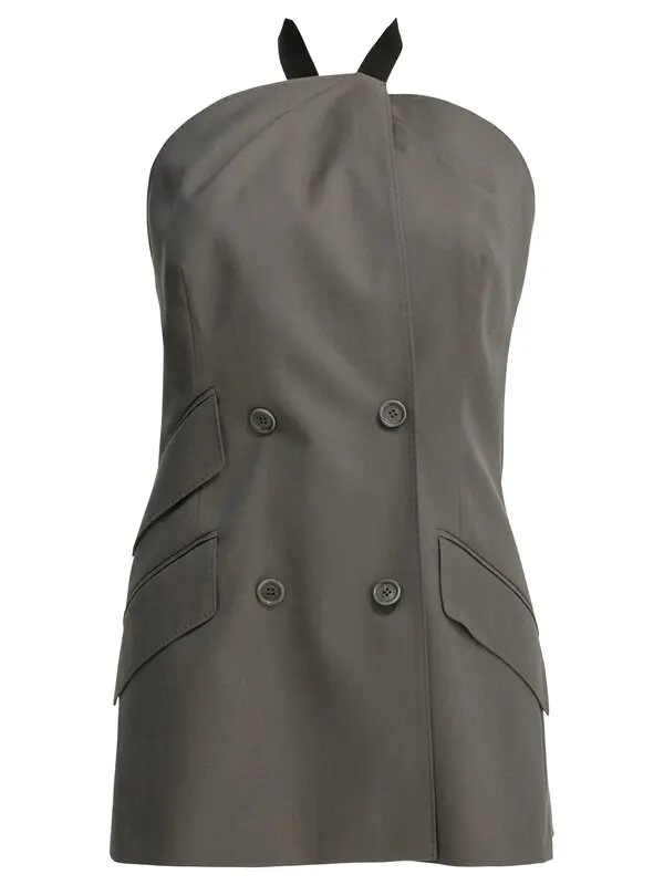 Max Mara Sleeveless Wool Gabardine Jacket - Grey
