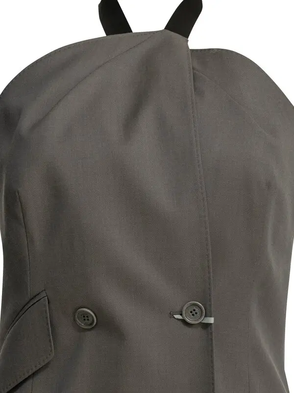 Max Mara Sleeveless Wool Gabardine Jacket - Grey