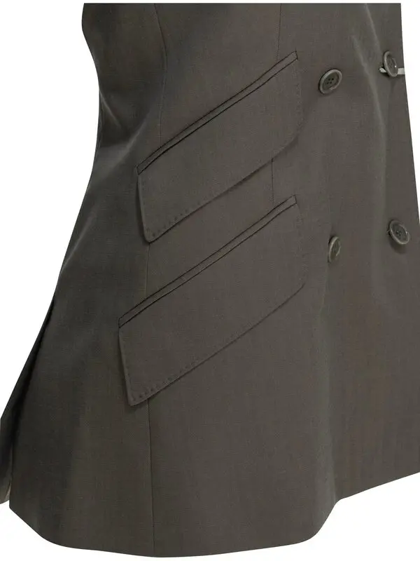 Max Mara Sleeveless Wool Gabardine Jacket - Grey