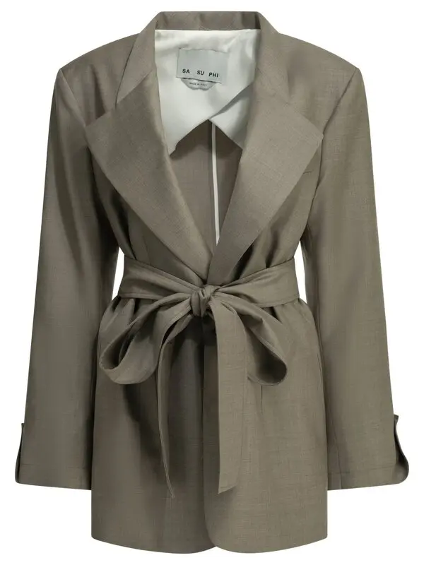 SA SU PHI Tailored Belted Jacket - Brown