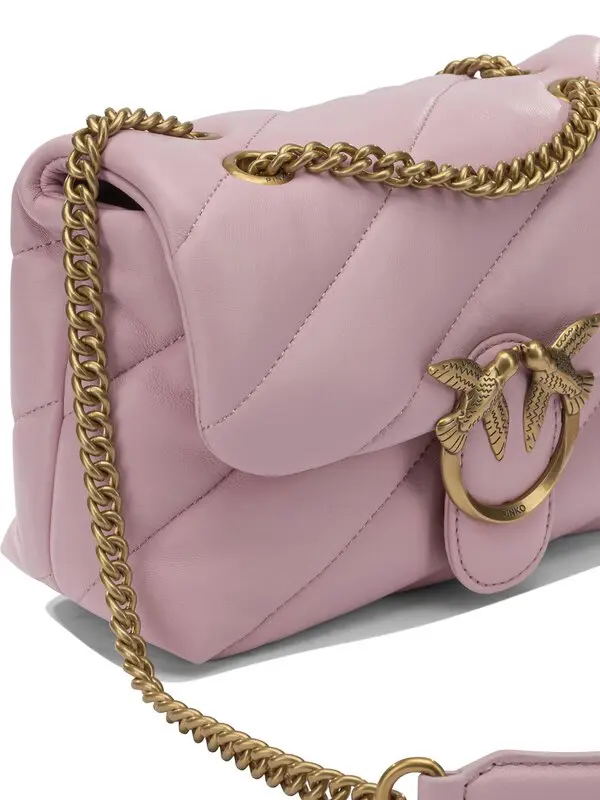 Pinko Leather Crossbody Bag With Gold Tone Hardware - Pink