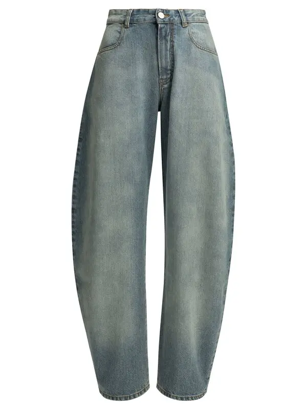 Alaïa Wide-leg Jeans In Raw Denim Délav - Light Blue
