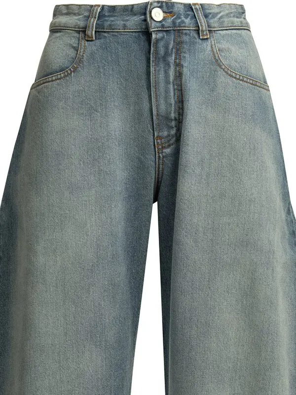 Alaïa Wide-leg Jeans In Raw Denim Délav - Light Blue