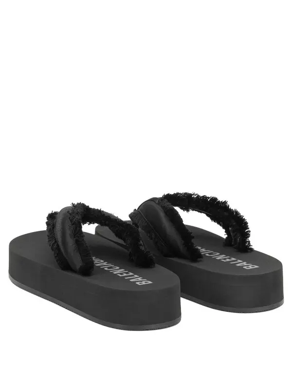 Balenciaga Jet Leg Low Flatform Sandals - Black