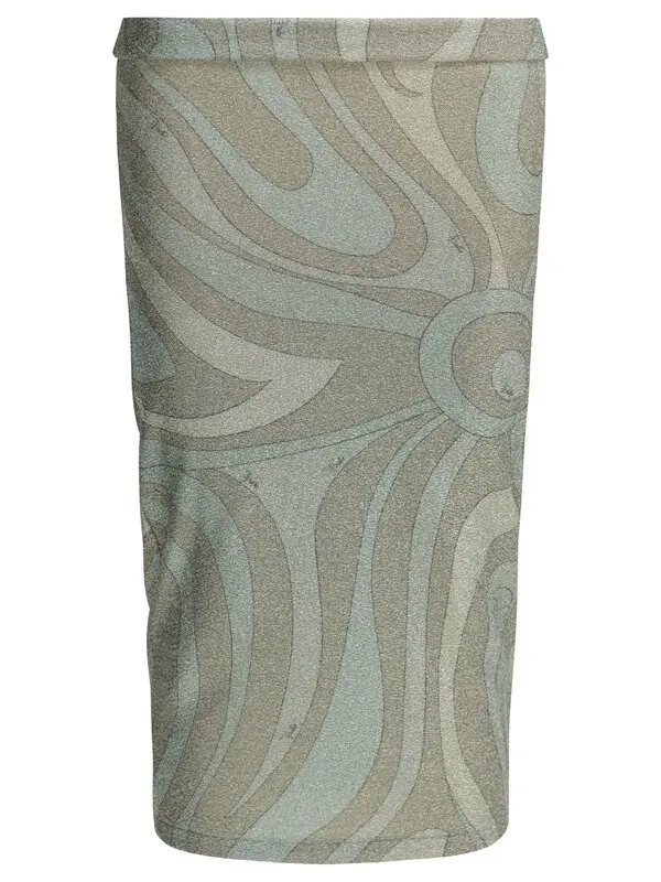 Emilio Pucci Marmo Lamé Midi Skirt - Silver