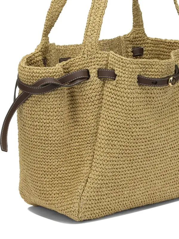 Tory Burch Woven Raffia Shoulder Bag - Beige