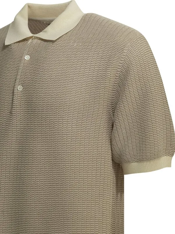 BEAMS Polo Shirt With Buttons Made Of Washi Yarn
