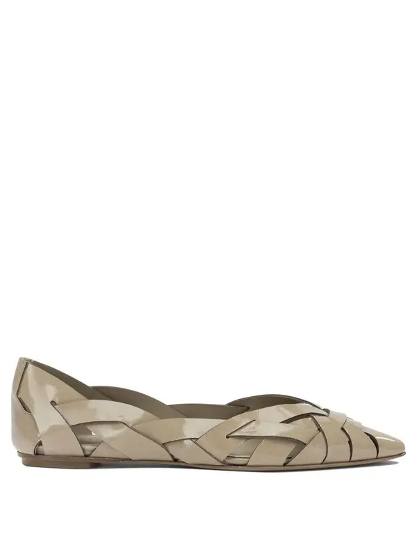 DEL CARLO Woven Leather Ballerinas - Beige
