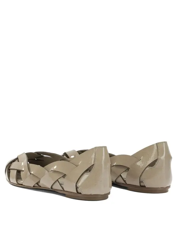DEL CARLO Woven Leather Ballerinas - Beige
