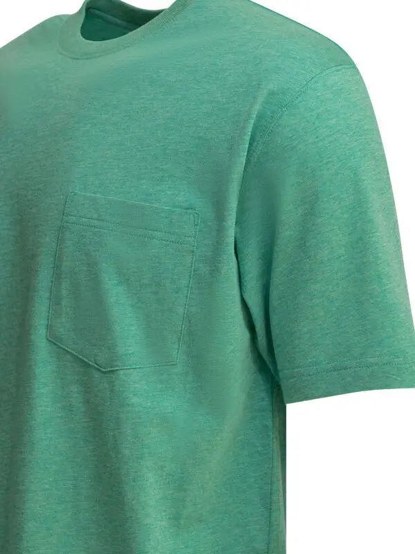 BEAMS Grandelle' Crew Neck T-shirt With Patch Pocket - Green
