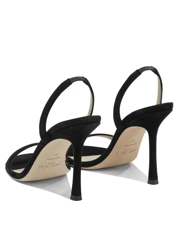 JIMMY CHOO Jenn 100mm Suede Heeled Sandals - Black