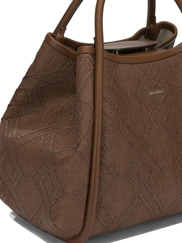 Max Mara Marine" Raffia-effect Handbag - Brown