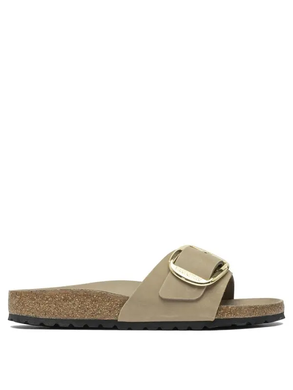 BIRKENSTOCK Madrid Big Buckle Oiled Nubuck Leather Slides - Brown