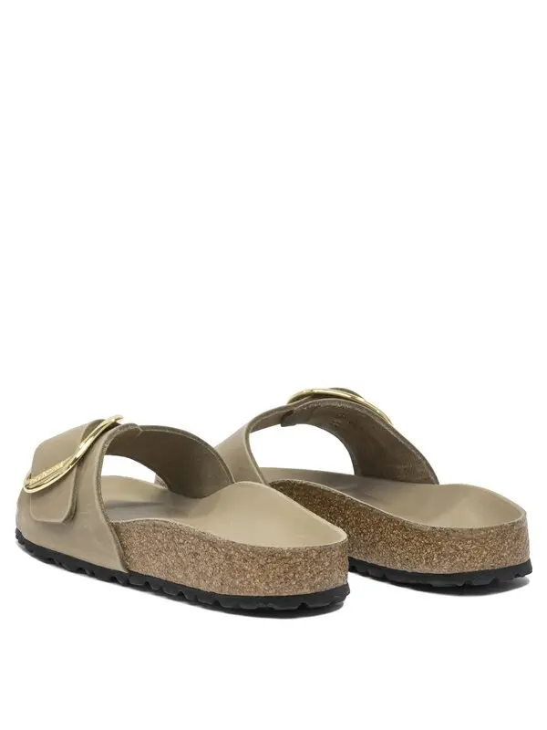BIRKENSTOCK Madrid Big Buckle Oiled Nubuck Leather Slides - Brown