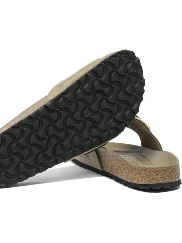 BIRKENSTOCK Madrid Big Buckle Oiled Nubuck Leather Slides - Brown